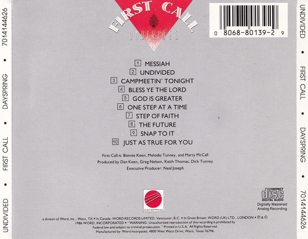 First Call - Undivided - CD